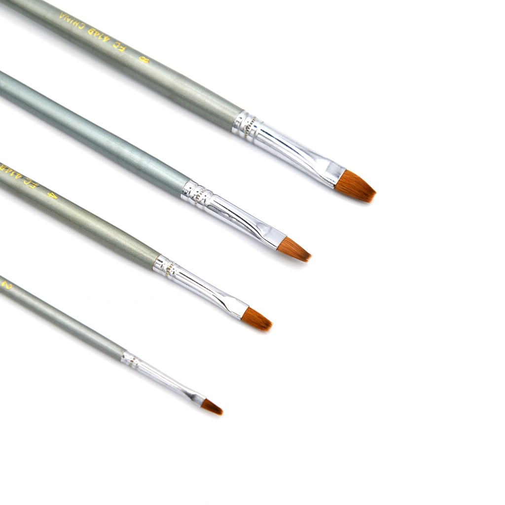 Premium Professional Pure Red Sable Brush with Long Handle - Set of 4 ...